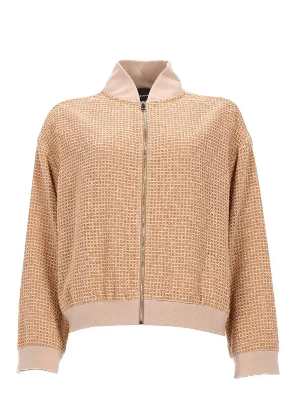 Fabiana Filippi Sequin Embellished Zip-up Bomber Jacket - Beige