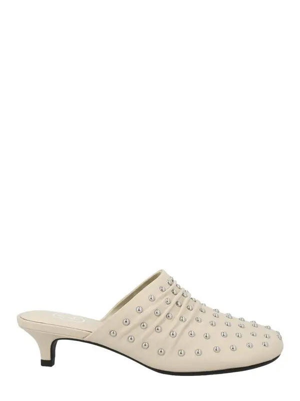 Ash Eloise Studded Mule With Kitten Heel - White