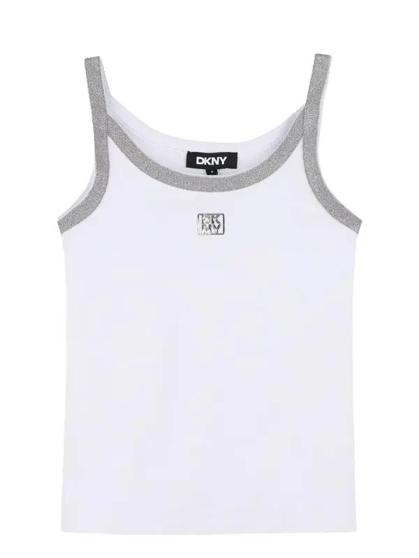 Dkny Logo Trimmed Tank Top - White