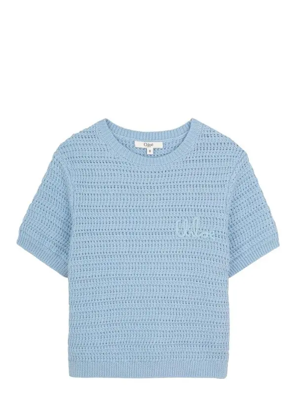 Chloé Embroidered Logo Knit T-shirt - White