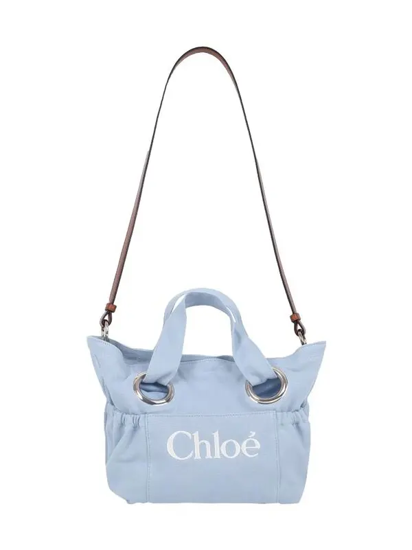Chloé Logo Canvas Shoulder Bag - Blue