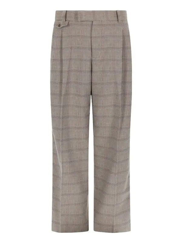 Drole De Monsieur Plaid Relaxed Fit Trousers - Beige