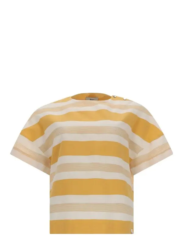Herno Striped Cotton Blend Top - Yellow