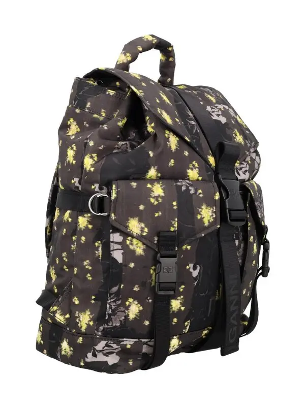 GANNI Re Tech' Backpack With Logo - Multicolour