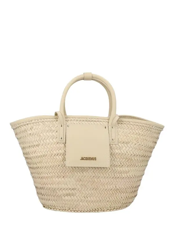 Jacquemus Soli Raffia Tote Bag - Beige