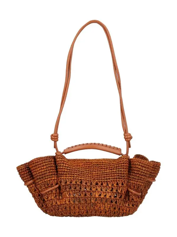 Hereu Arta' Mini Raffia Crochet Bag - Brown