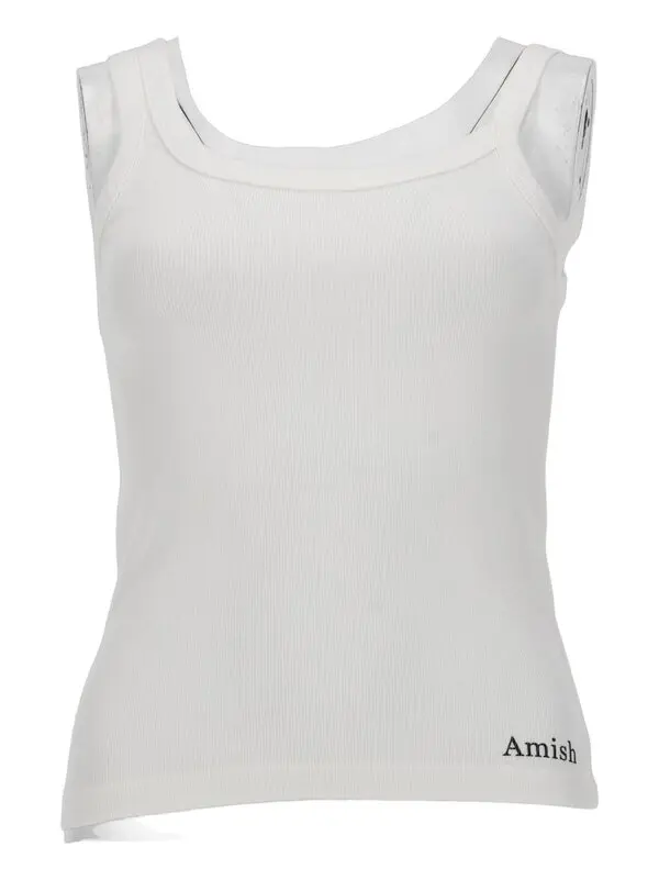 AMISH SUPPLIES Asymmetric Top With Micro Logo - White