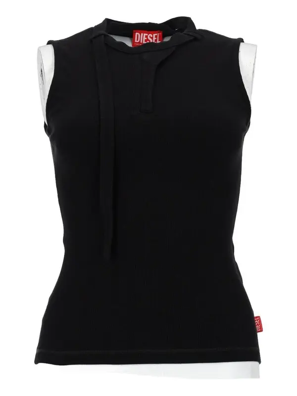 DIESEL® T-iara" Ribbed Jersey Sleeveless Top - Black