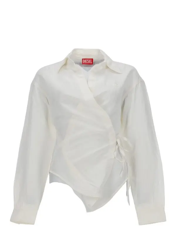DIESEL® Wrap Shirt With Front Tie Detail - White