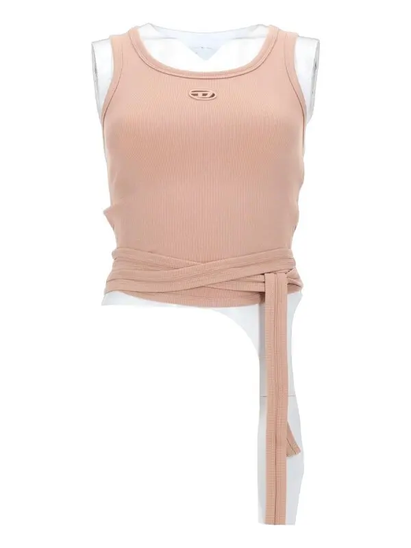 DIESEL® Ribbed Tank Top With Wrap Detail - Pink