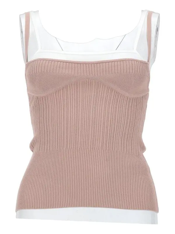 DIESEL® Ribbed Knit Top With Layered Effect - Pink