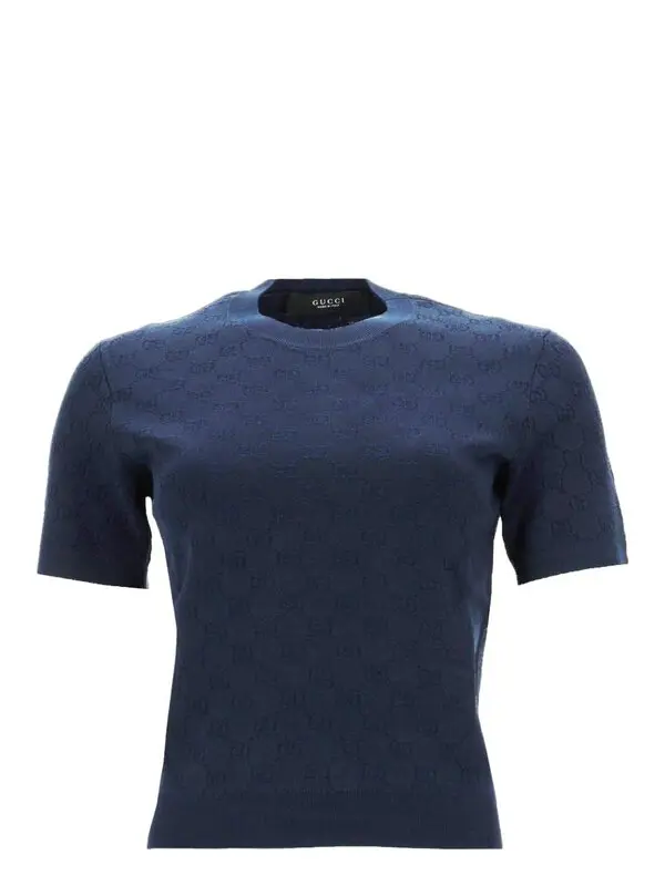 Gucci Gg Jacquard Viscose Top - Blue