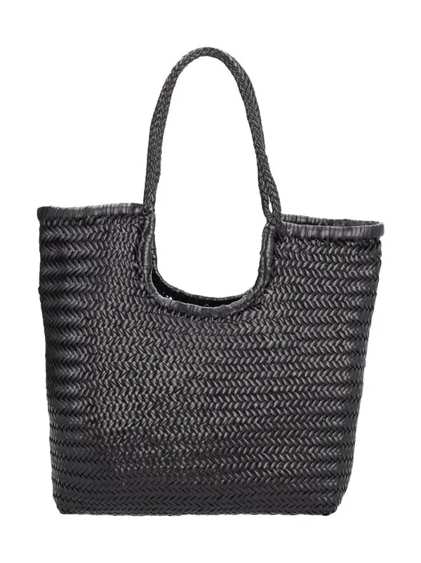 Dragon Diffusion Woven Leather Tote Bag - Black