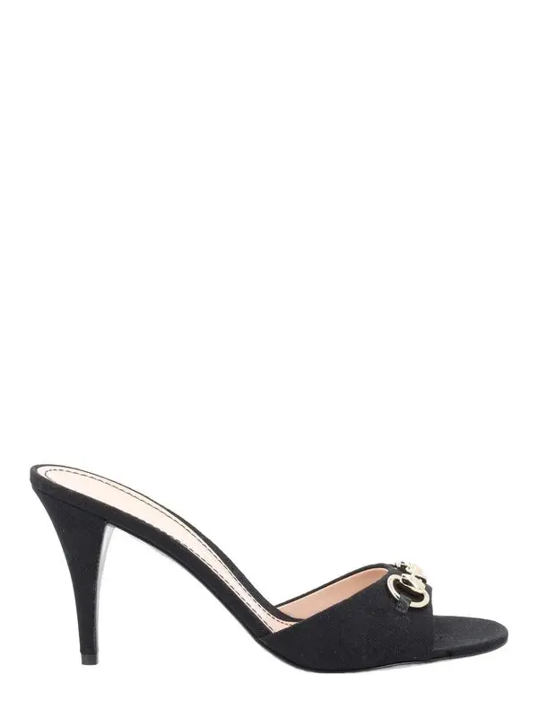 Gucci Horsebit High Heel Slide Sandals - Black