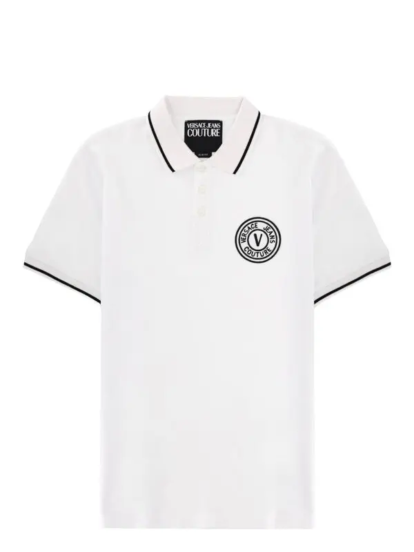 Versace Slim Fit Polo With Logo - White