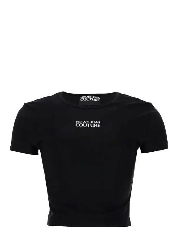 Versace Cropped Logo T-shirt - Black