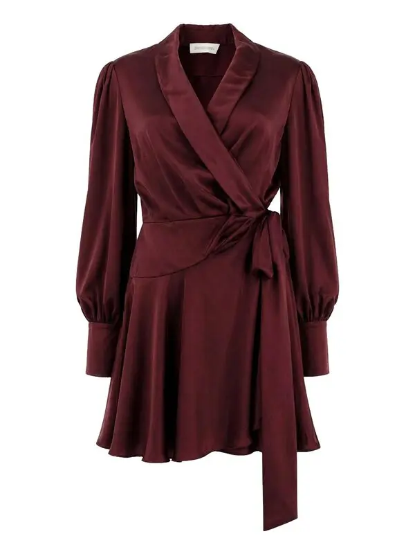 Zimmermann Silk Wrap Mini Dress - Bordeaux