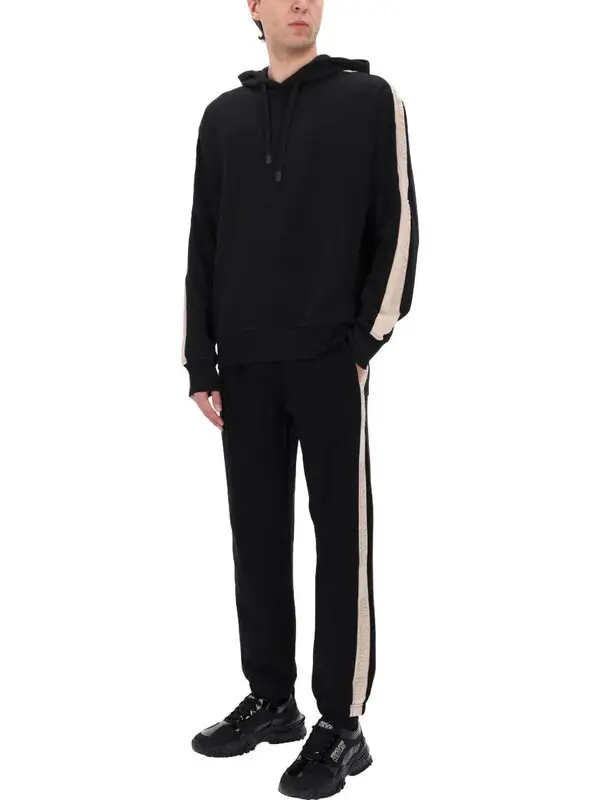 Versace Hoodie With Logo And Drawstring - Black