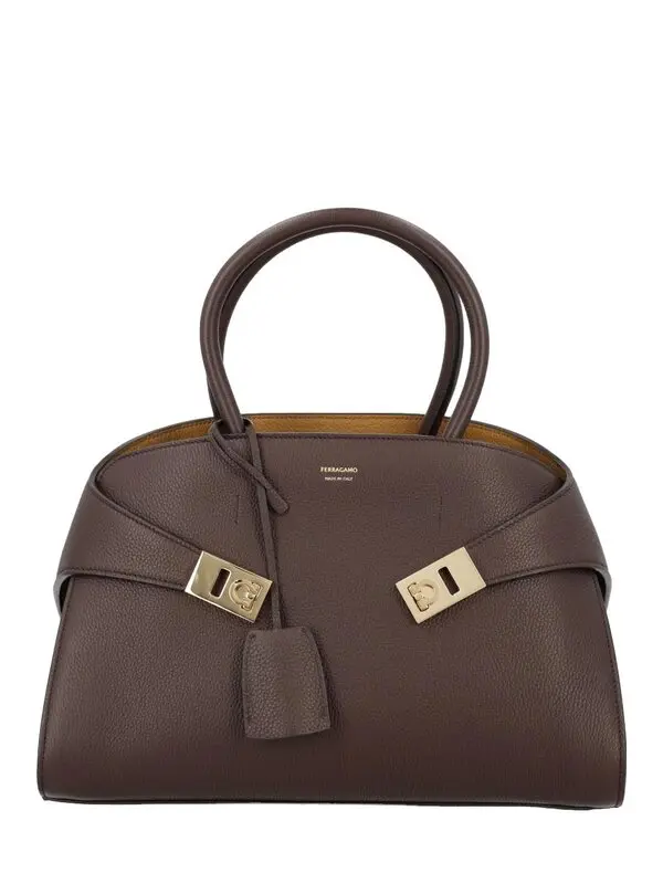 FERRAGAMO Hug Medium Top Handle Bag - Dark Brown