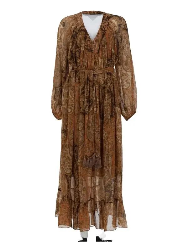 Zimmermann Paisley Print Silk Linen Blend Dress - Beige