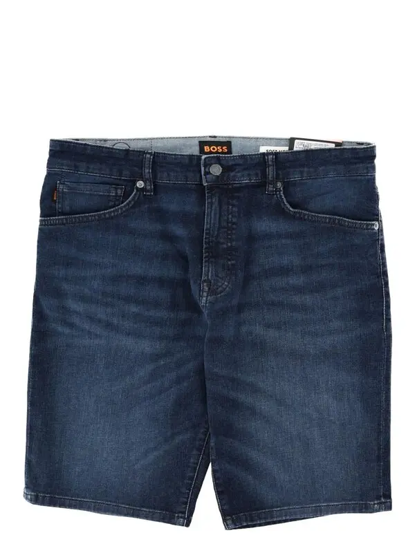 BOSS Cotton Blend Shorts With Logo Patch - Blue