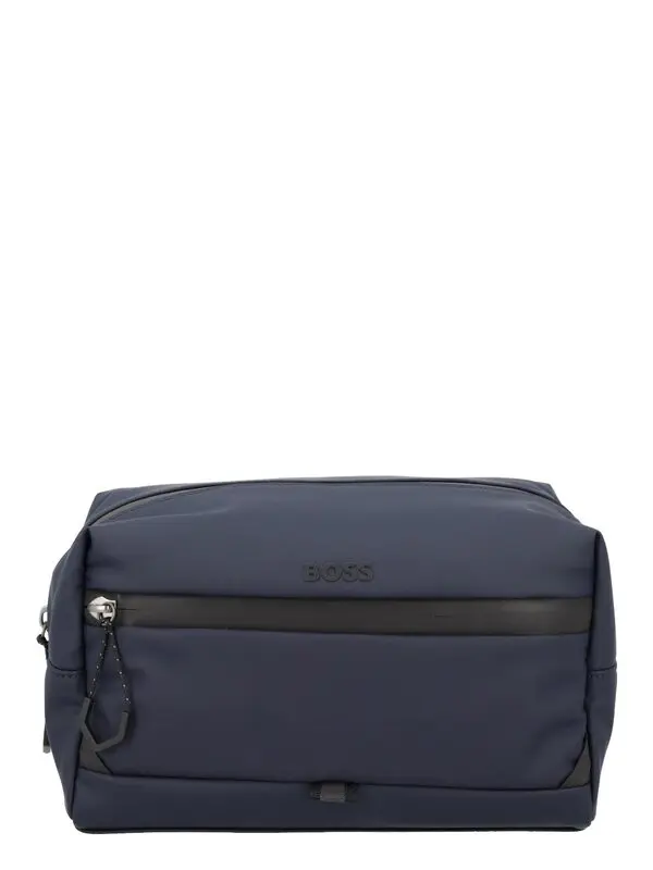 BOSS Beauty Case In Faux Leather - Blue