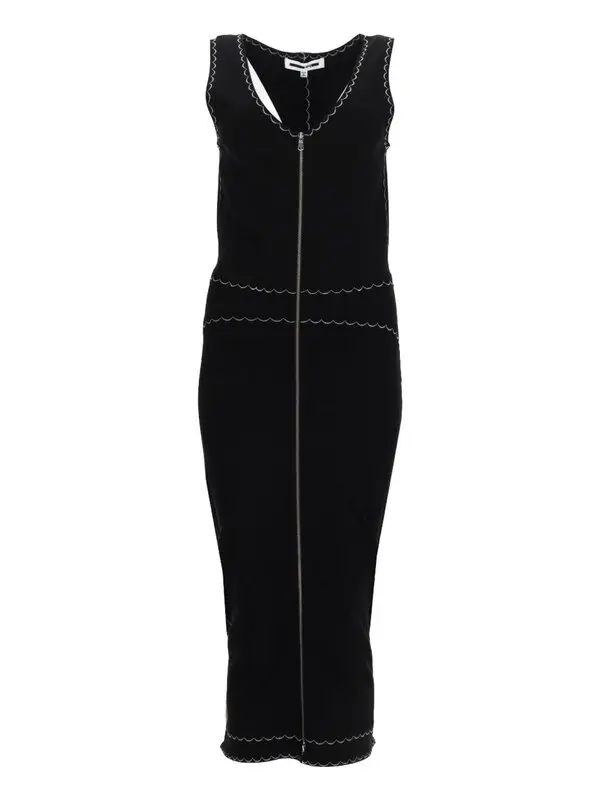 Alexander McQueen Sleeveless Zip-up Dress With Scalloped Trim - Multicolour