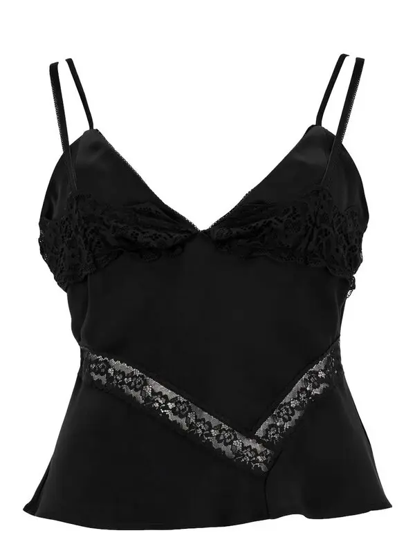 MSGM Lace Trimmed V-neck Cami - Black