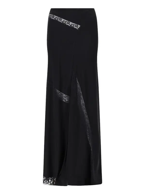 MSGM Lace Trim Maxi Skirt - Black