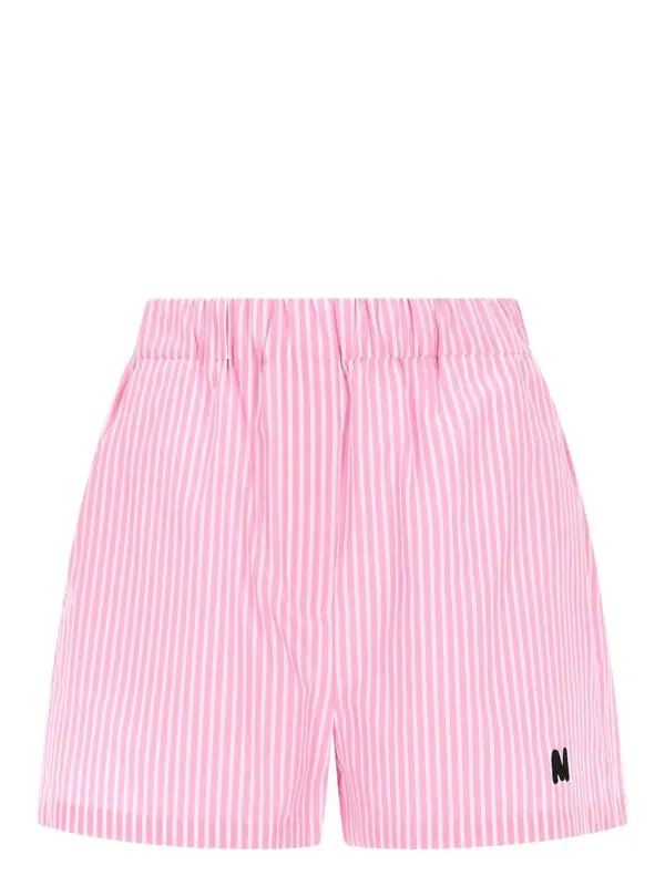 MSGM Striped Cotton Shorts - Pink
