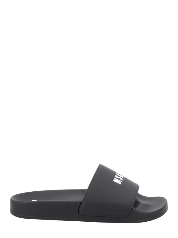 MSGM Logo Slide Sandals - Black
