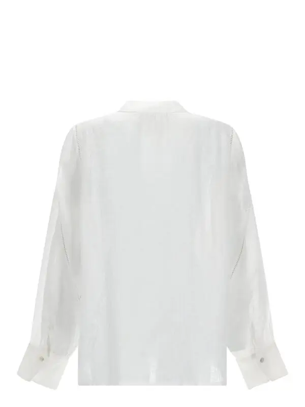 120% Lino Camicia In Lino - White