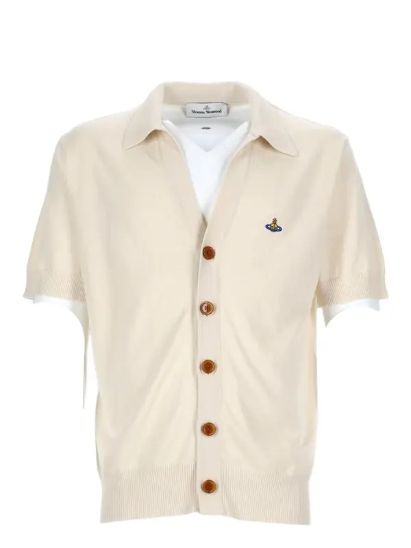 VIVIENNE WESTWOOD Short Sleeve Collared Cardigan - Ivory