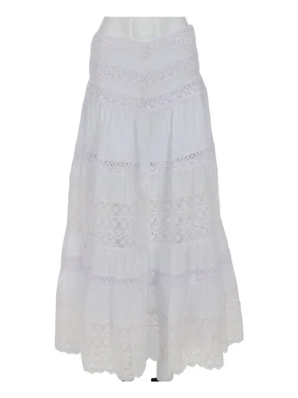 Charo Ruiz Ibiza Tiered Lace Maxi Skirt - White