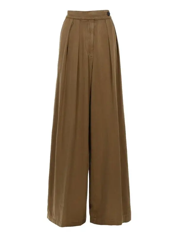 Dries Van Noten Pleated Wide Leg Trousers - Brown