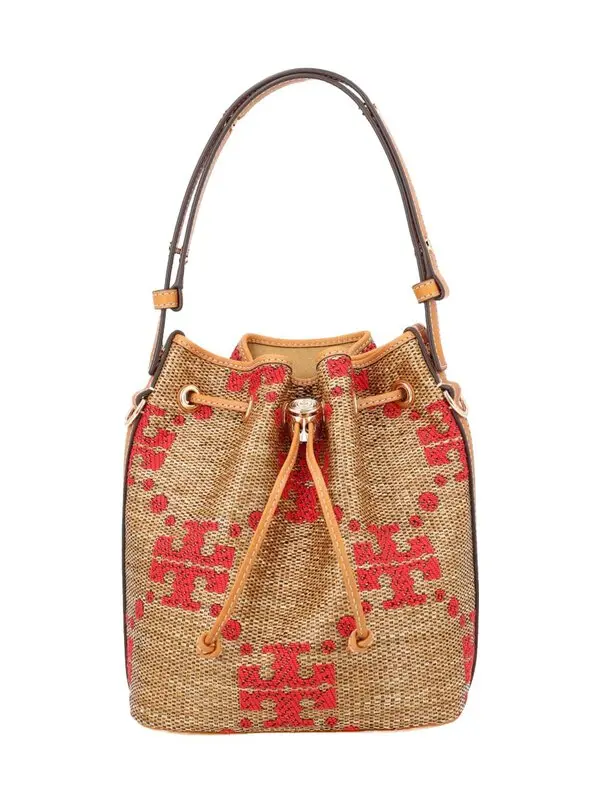 Tory Burch T Monogram Bucket Bag - Beige