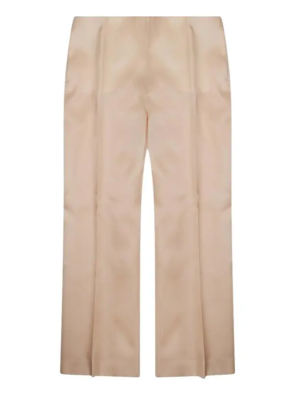 Alberta Ferretti Straight Silk Trousers - Beige