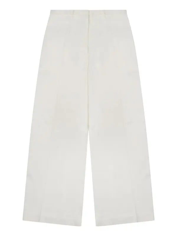 Alberta Ferretti Viscose Twill Wide Leg Trousers - White