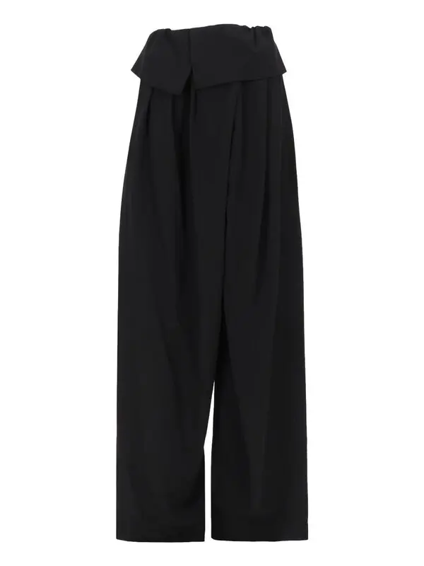 Dries Van Noten Wide Leg Polyester Trousers - Black