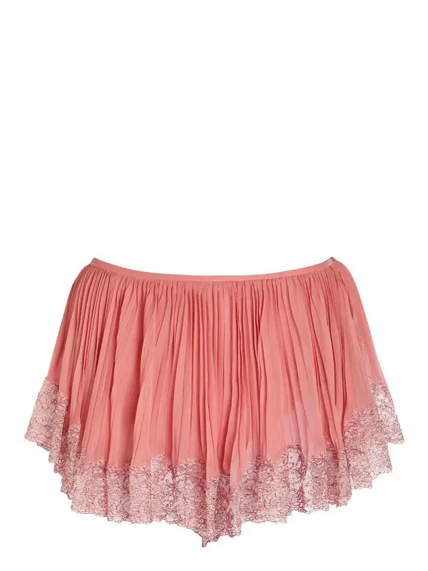 Saint Laurent Lace-trimmed Silk Georgette Shorts - Pink