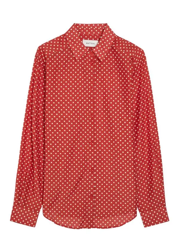 Matteau Polka Dot Cotton And Silk-blend Shirt - Red