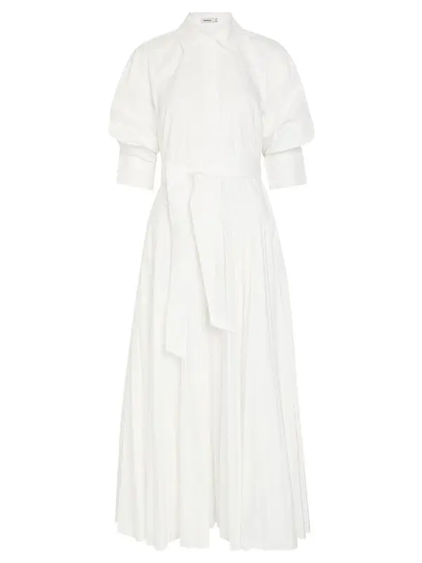 Simkhai Arlo Belted Cotton-blend Poplin Maxi Dress - White