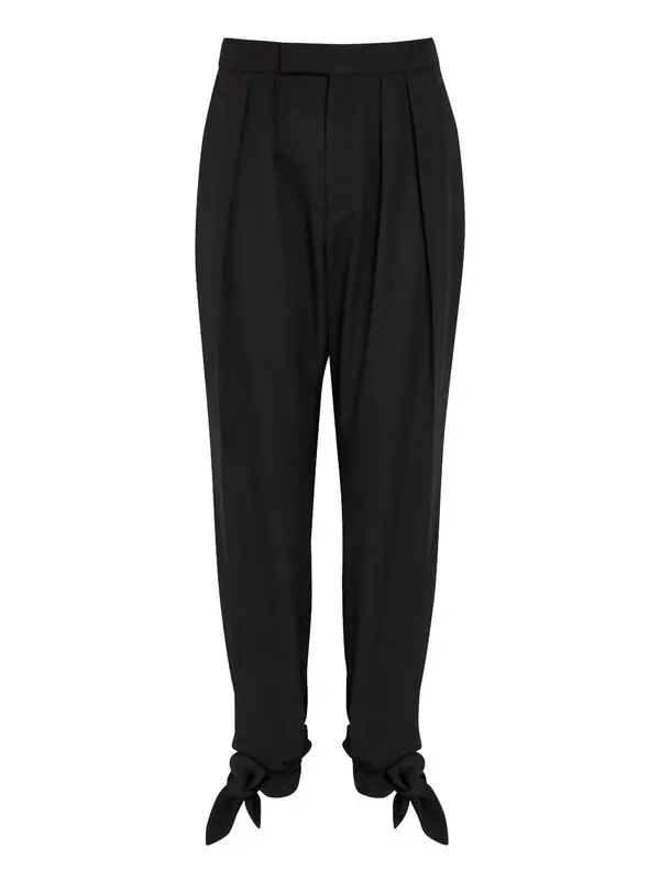 Chloé Virgin Wool Trousers With Tie Cuffs - Black
