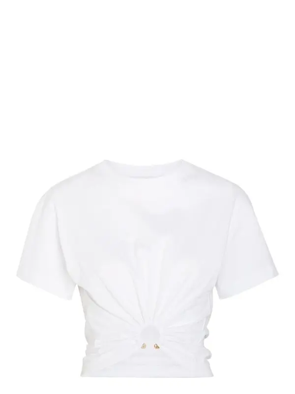 Rabanne Gathered Cotton T-shirt With Metal Trim - Off White