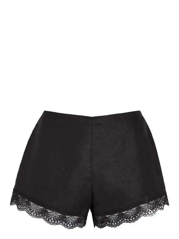 Staud Lace-trimmed Linen Shorts - Black