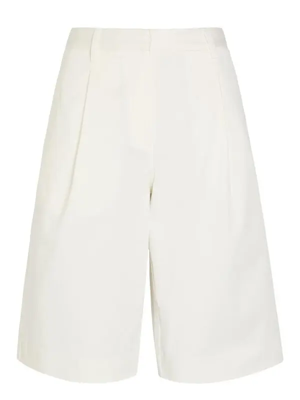 Matteau Pleated Straight-leg Stretch-twill Shorts - Off White