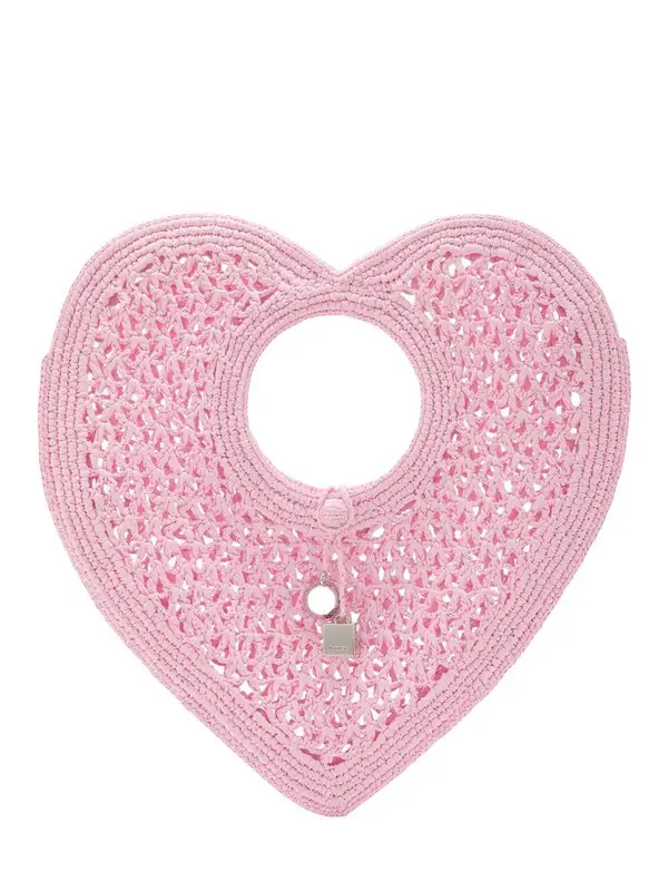 Jacquemus Le Spiaggia Coeur Heart Raffia Tote Bag - Pink