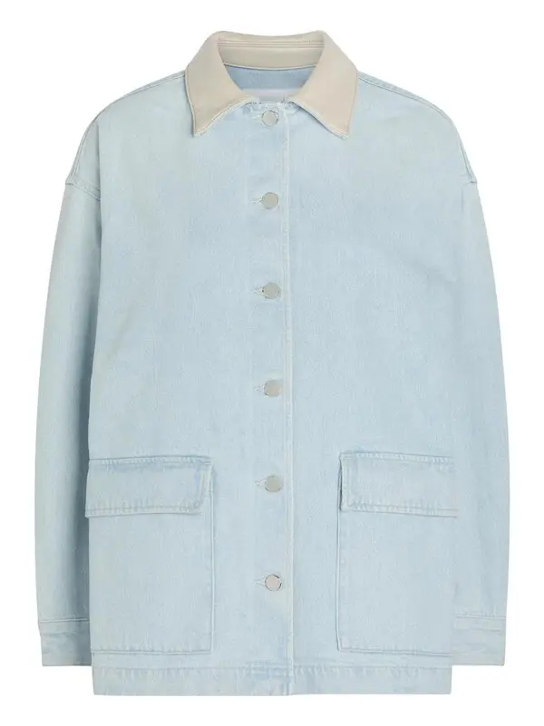 AGOLDE X Maria Mcmanus Leather-trimmed Denim Jacket - Light Blue