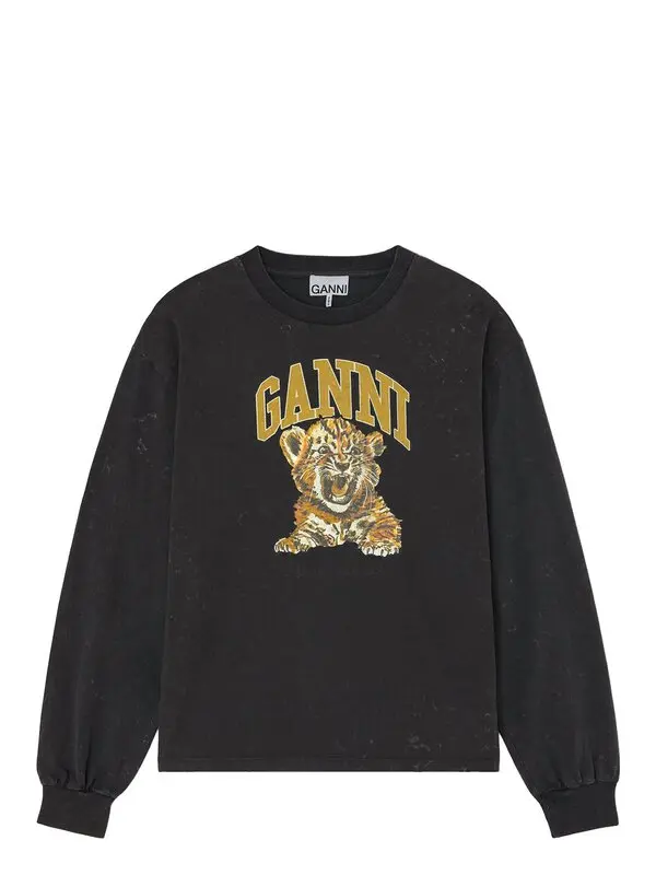 GANNI Long Sleeve Tiger Graphic T-shirt - Mixed