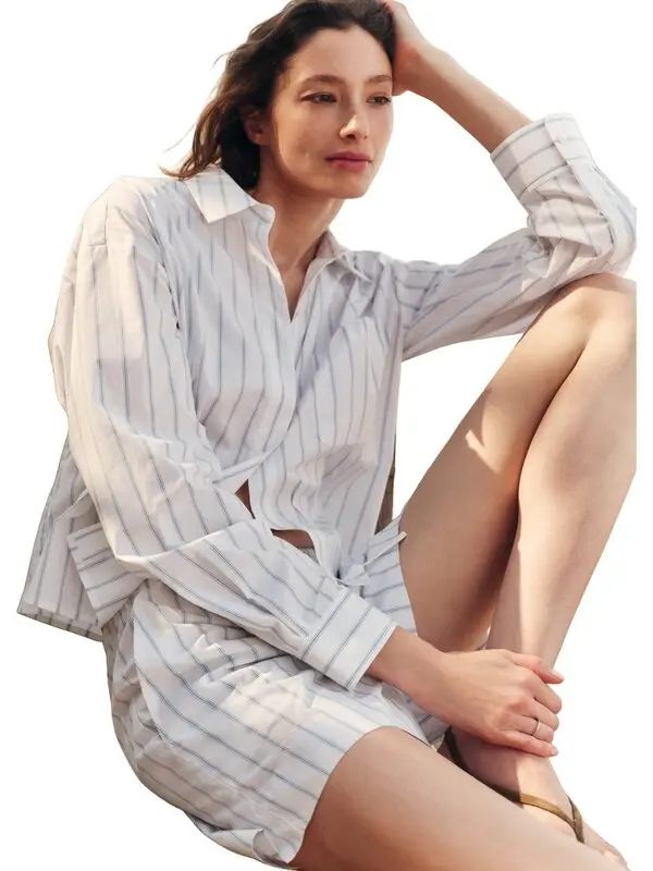 Jenni Kayne Ease Shirt In Sky Stripe - Multicolor,stripe